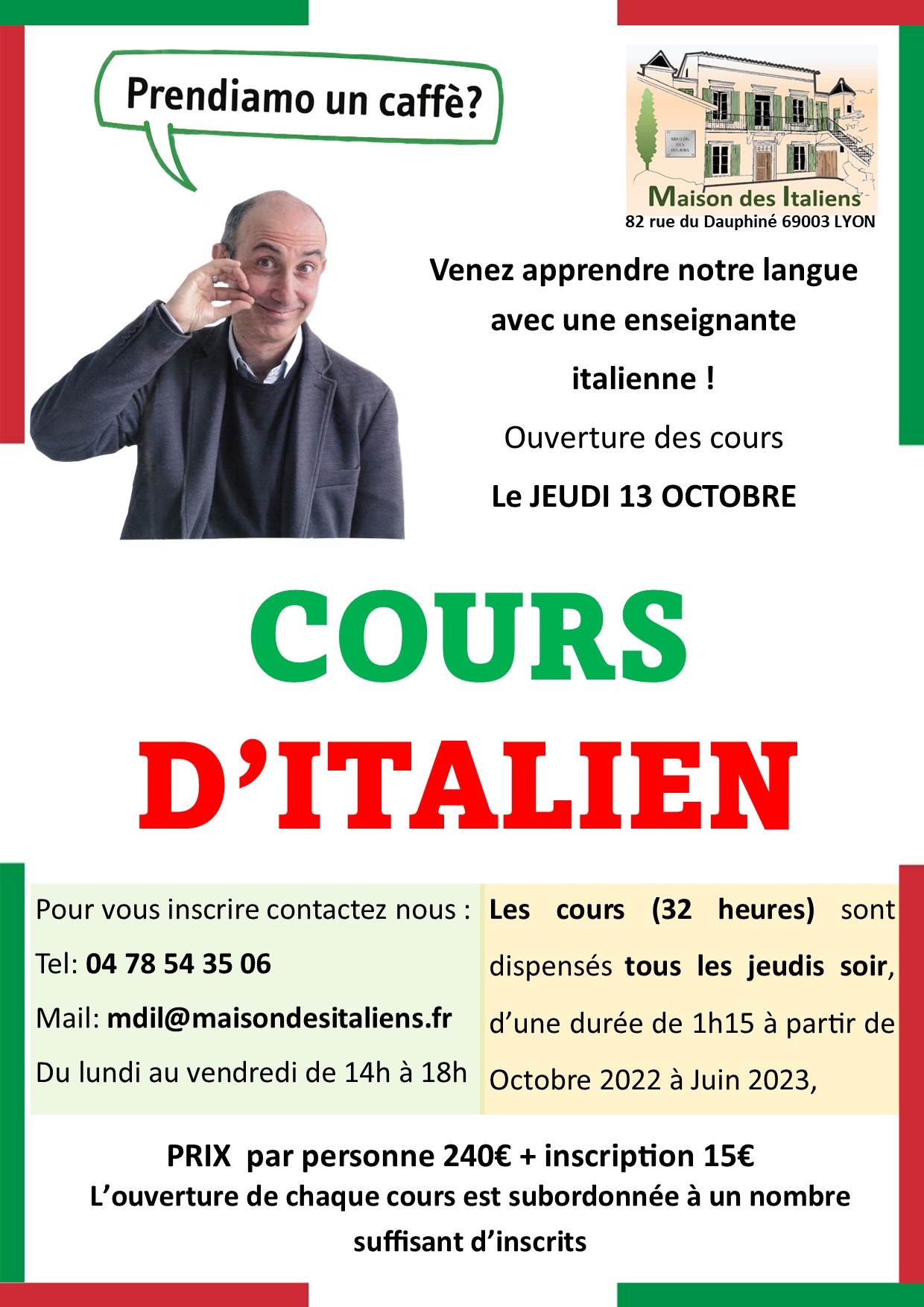 Cours d’Italien 2022-2023 – La maison des italiens
